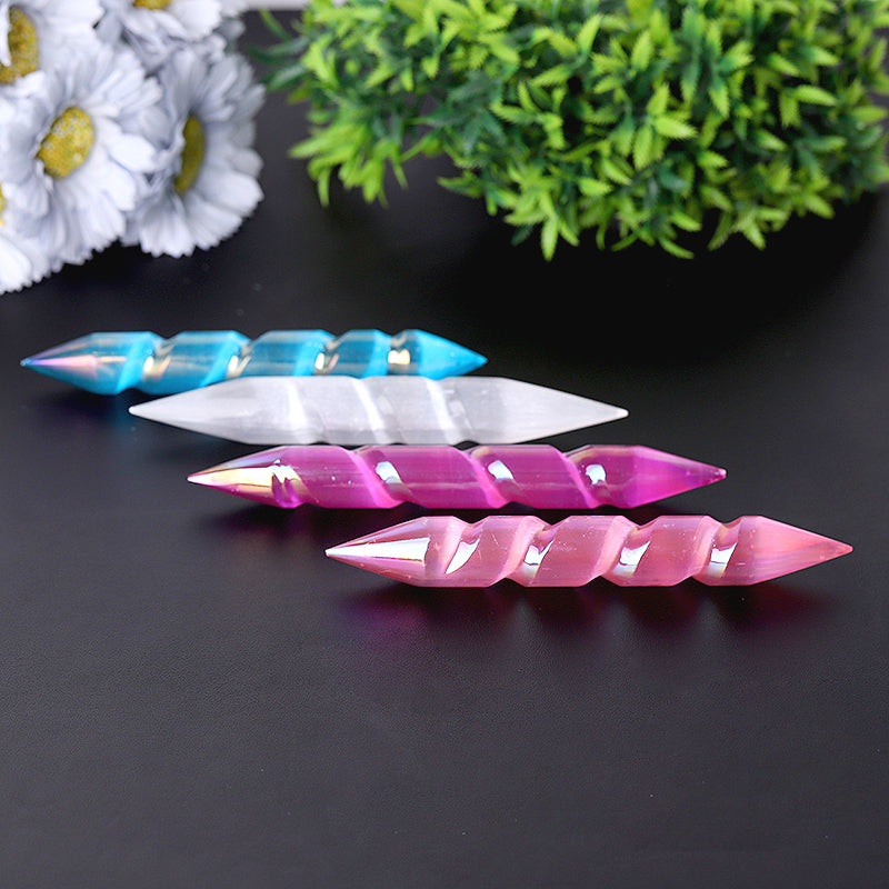 6 inch Spiral Selenite Wand for Meditation | Healing Sounds