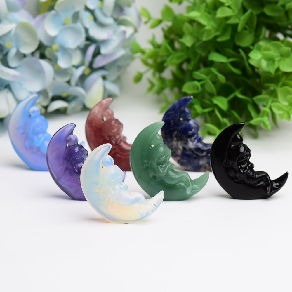 2.1-inch Fairy Moon Crystal Figurine | Healing Sounds