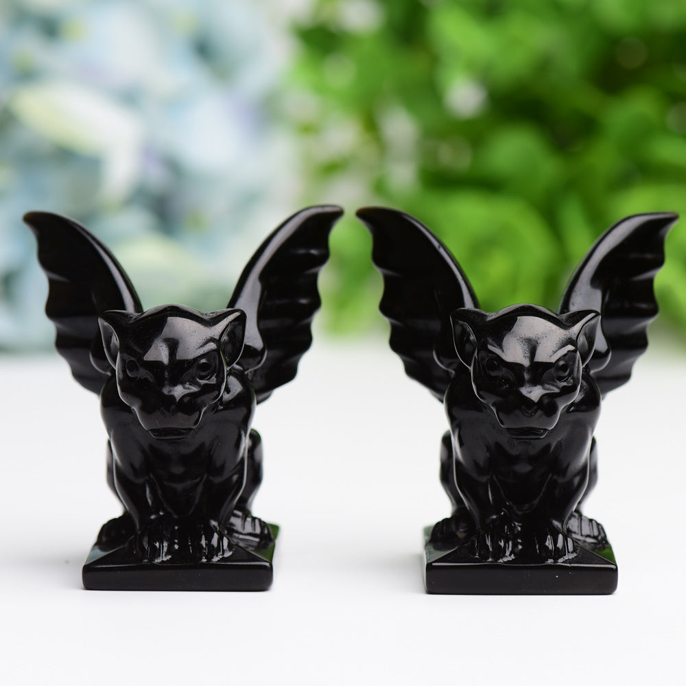 Black Obsidian Gargoyle Figurine 2.2" | Healing Sounds