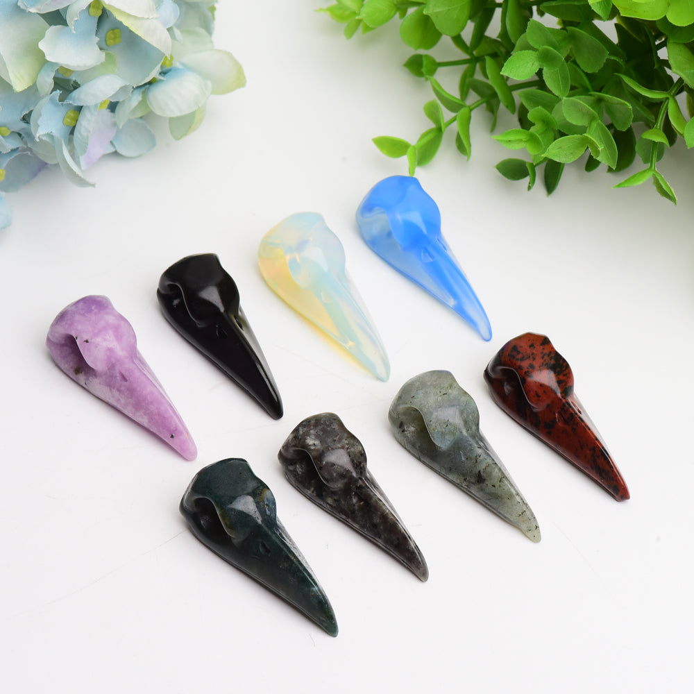 Mixed Crystal Raven Skull Carving | Healing Sounds