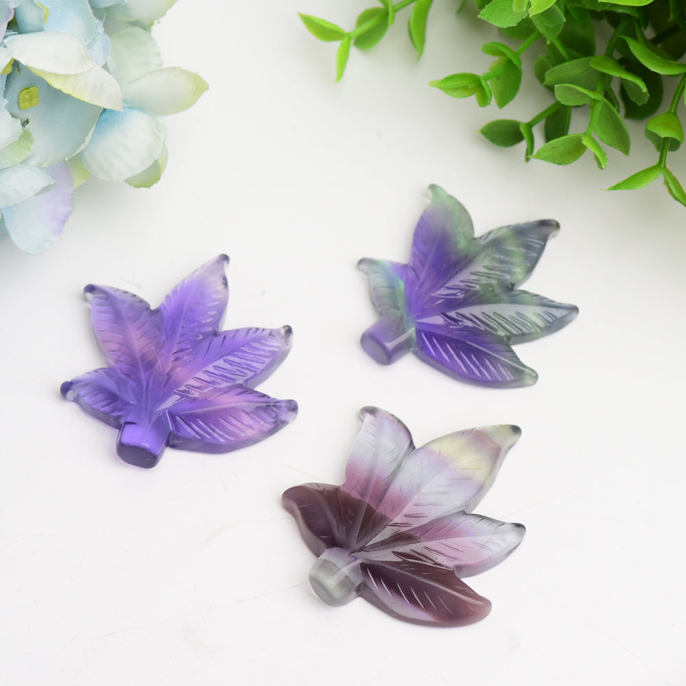 Fluorite Maple Leaf Crystal 2.3 Inch Carving | Healing Sounds