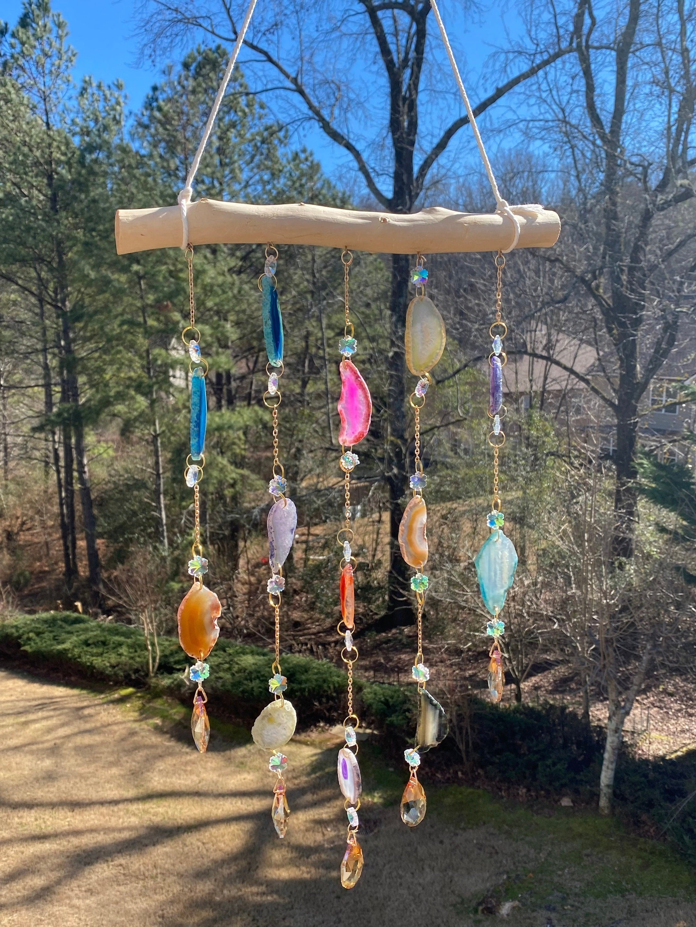 29" Agate Crystal Wind Chime for Patio & Sunroom