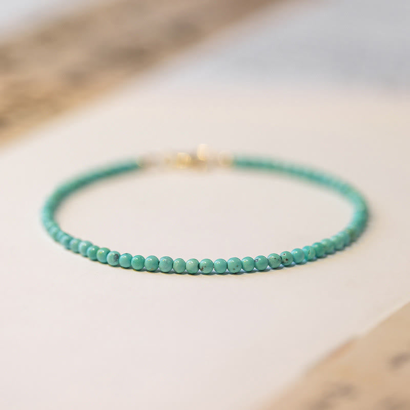 2mm Turquoise Gold Wisdom Bracelet | Healing Sounds