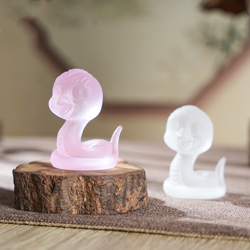 Pink Liuli Glass Snake Figurine | Spiritual Animal Figurines