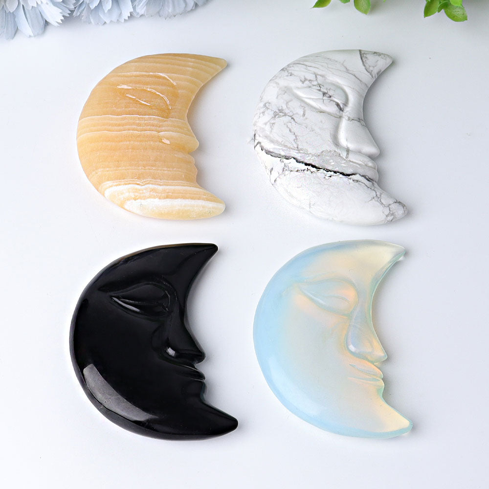 3.8 inch moon face crystal figurines for healing | Healing Sounds