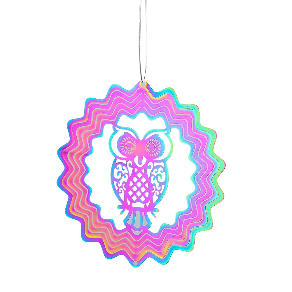Shell Gradient Owl Wind Spinner for Sale - 3D Garden Decor