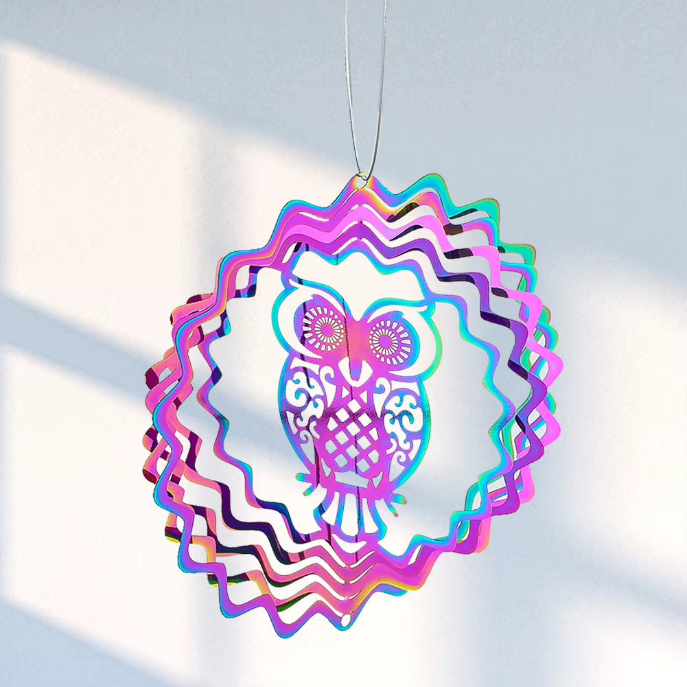 Shell Gradient Owl Wind Spinner for Sale - 3D Garden Decor