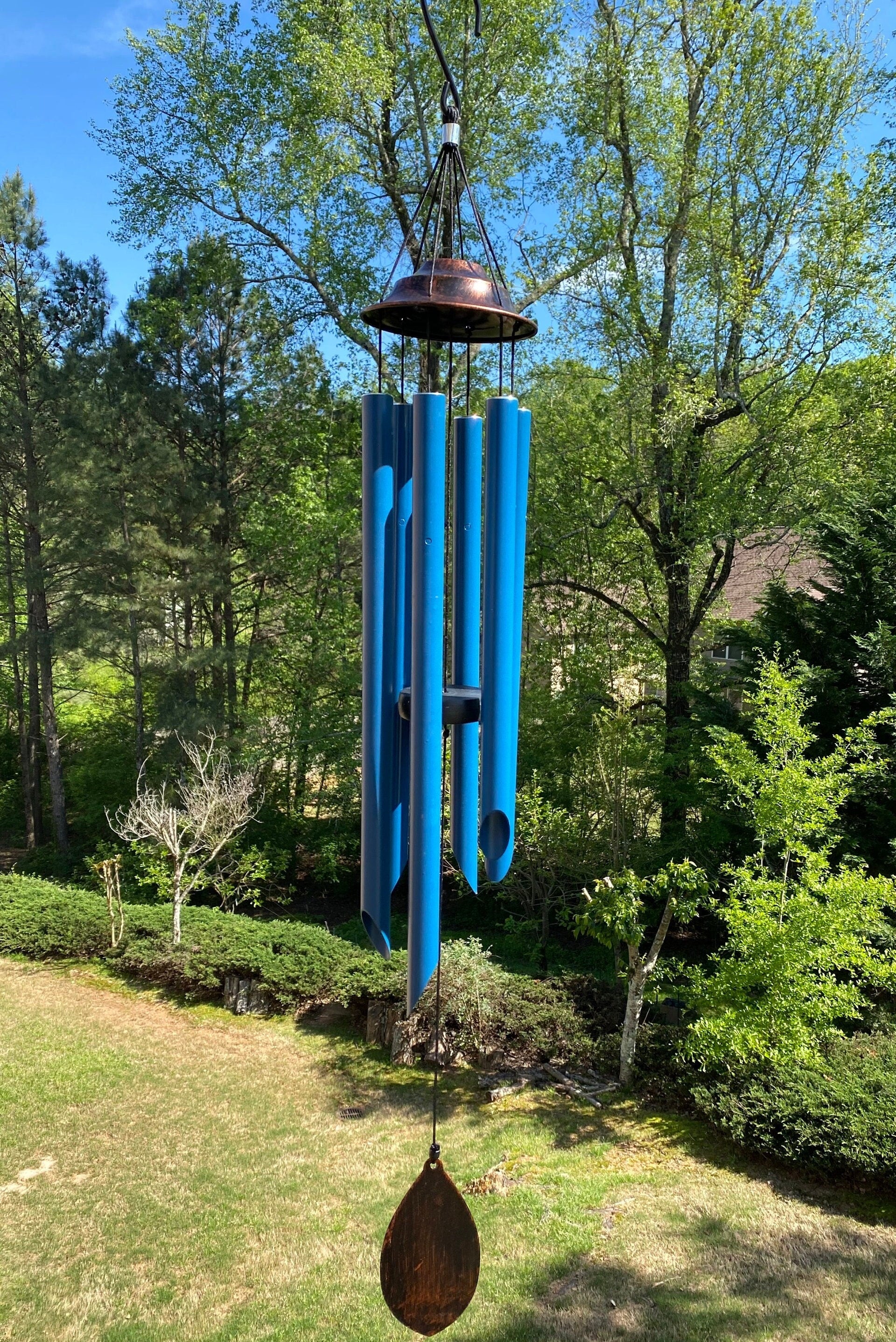 Deep Tone Blue Wind Chimes - 40 Inch Metal for Sale