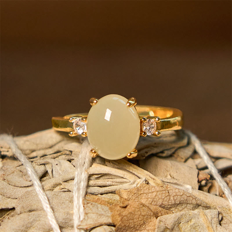 8x10mm Hetian Jade Ring | Prosperity Zirconia | Healing Sounds
