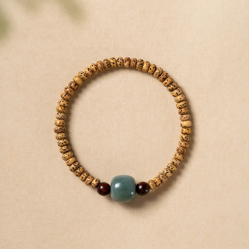 Bodhi Seed Small Leaf Red Sandalwood Spiritual Bracelet | Healing Sounds
