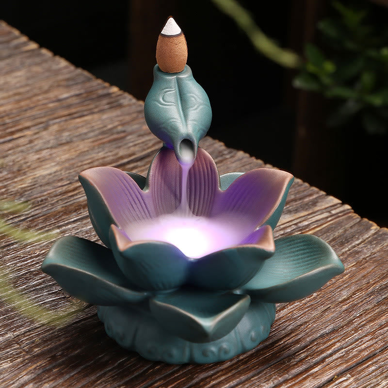 Ceramic Incense Burner with Lotus Design | Healing Sounds