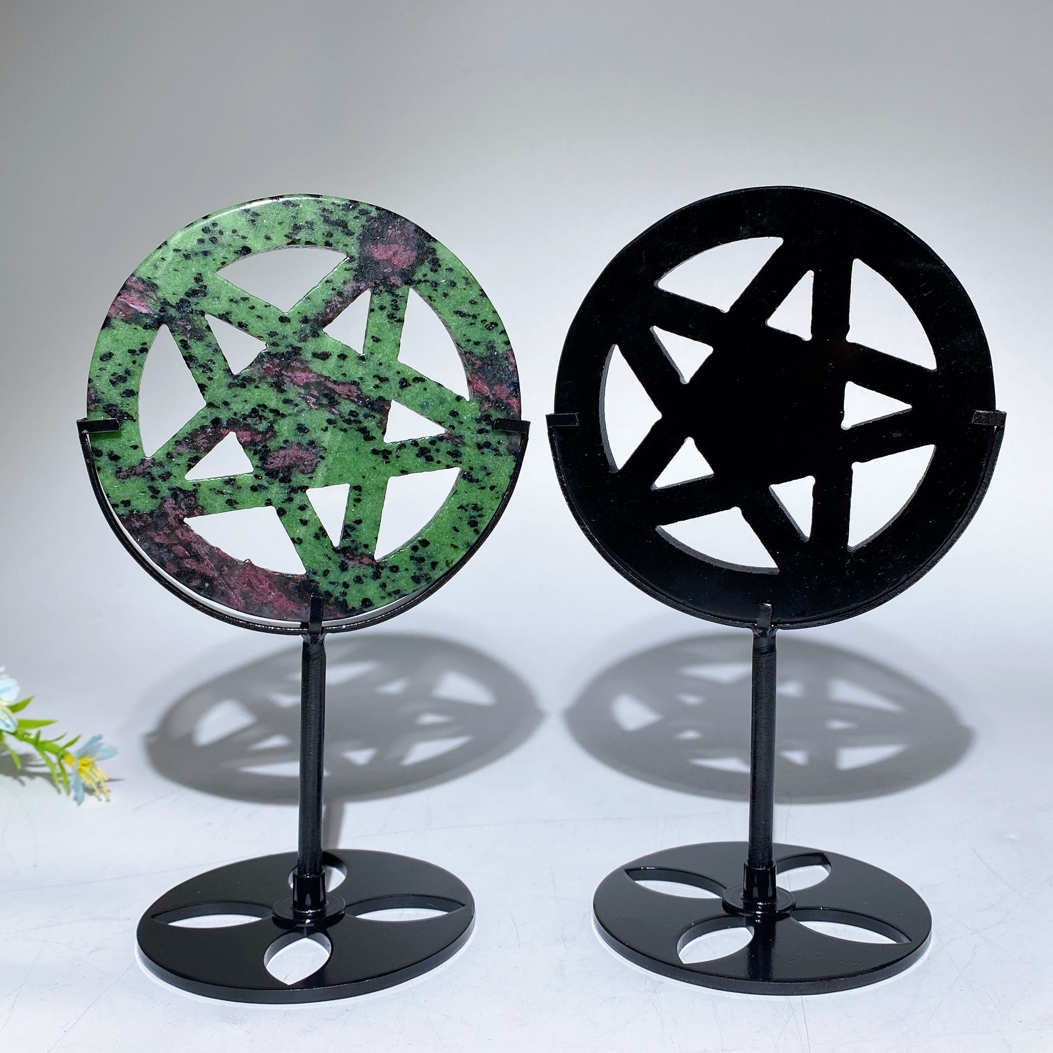 Crystal Pentacle Carving 3.8" with Stand | Healing Sounds