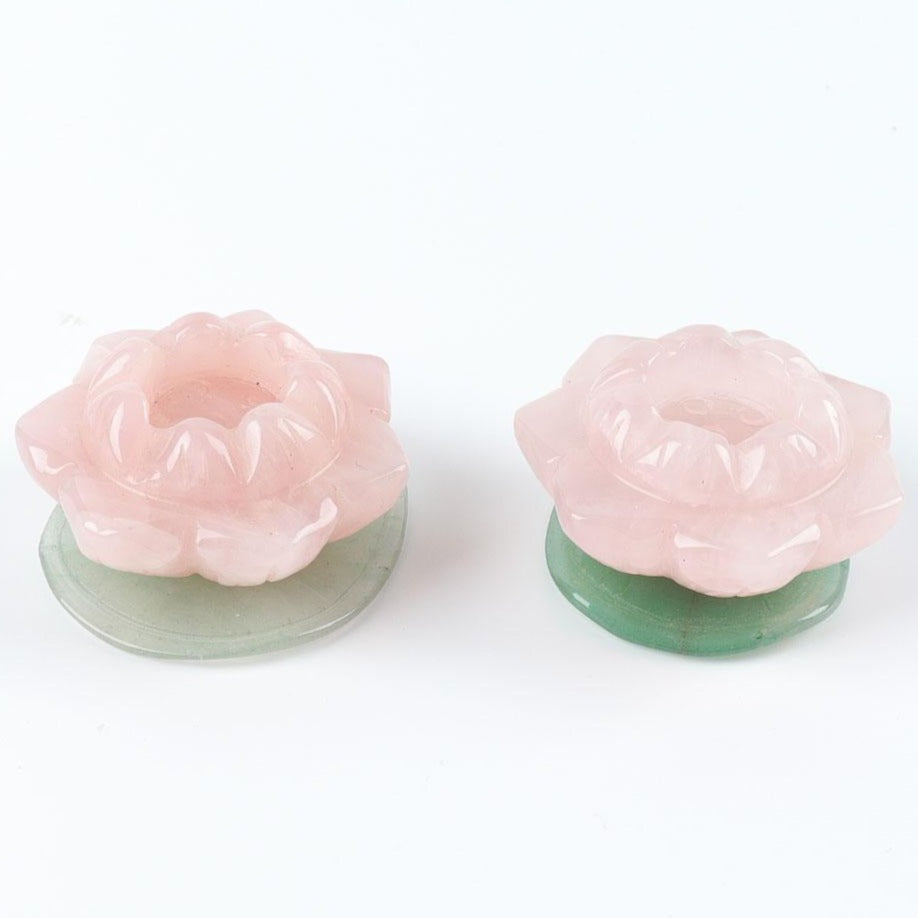Rose Quartz Lotus Crystal Figurine 1.92" | Healing Sounds