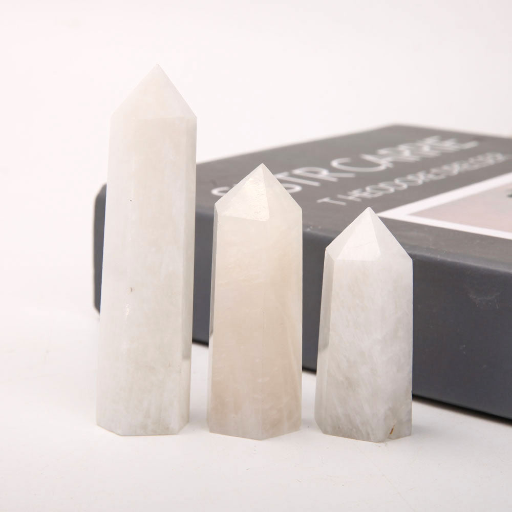 White Moonstone Crystal Points Set 2-3.5 Inches | Healing Sounds